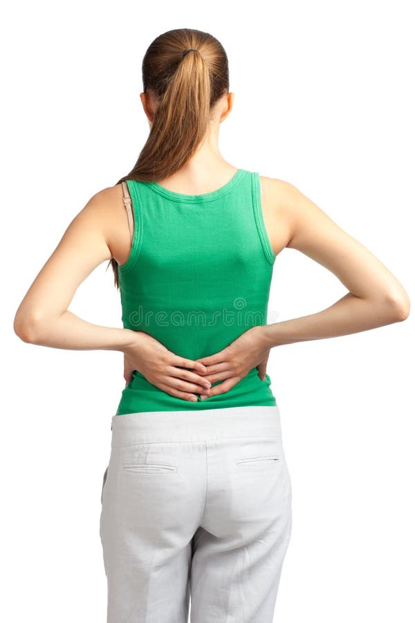 Una Ragazza Con T-shirt Bianca Con Le Mani Massaggiano La Schiena - in ...
