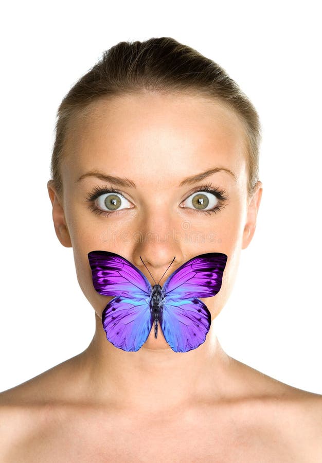 Donna e farfalla fotografia stock. Immagine di spensierata - 4779858