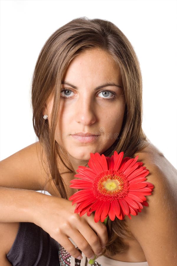 Donna e fiore fotografia stock. Immagine di bellezza, persona - 7115336