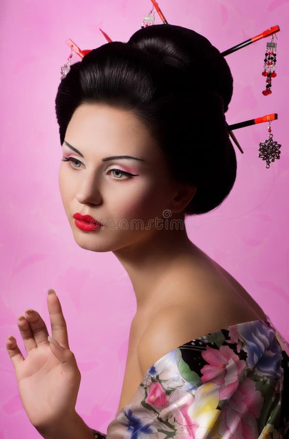 Donna Giapponese Della Geisha Fotografia Stock - Immagine di bello ...