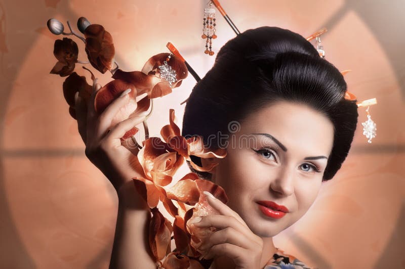 Donna Giapponese Della Geisha Immagine Stock - Immagine di chiusura ...