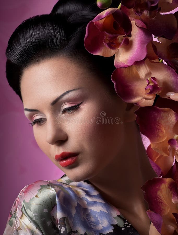 Donna Giapponese Della Geisha Immagine Stock - Immagine di chiusura ...
