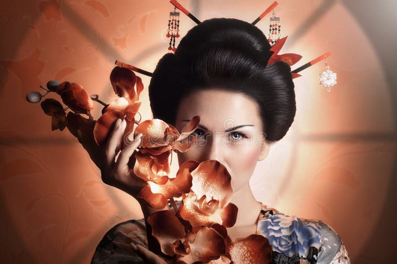 Donna Giapponese Della Geisha Immagine Stock - Immagine di chiusura ...