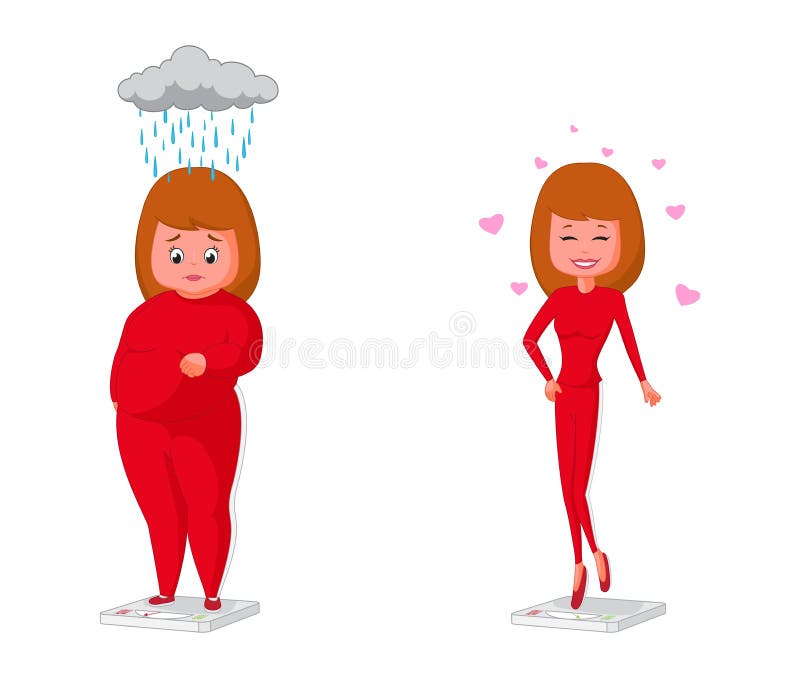 Donna Grassa E Fumetto Magro Della Ragazza Illustrazione Vettoriale ...