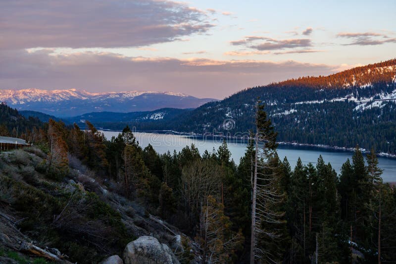 Donner Lake in the evening stock photo. Image of evening - 286212312