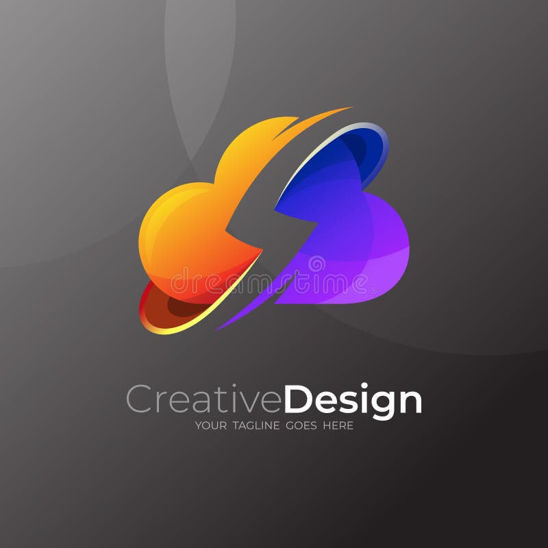 Donner-Logo-Design Und Cloud-Symbol-Vorlage Vektor Abbildung ...
