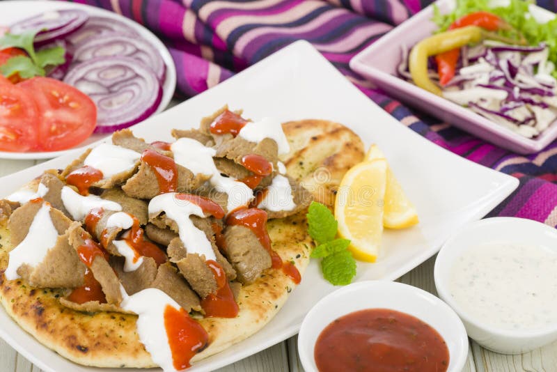 Donner Meat on Naan stock image. Image of kebab, grilled - 31971295