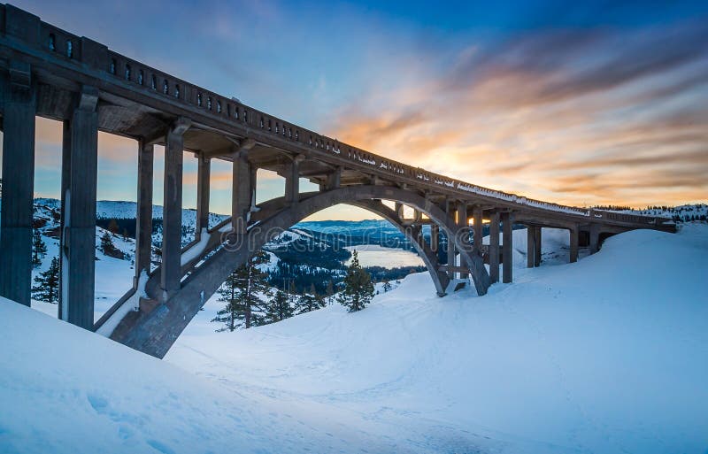 Donner Pass Summit at dawn stock image. Image of destination - 122961759