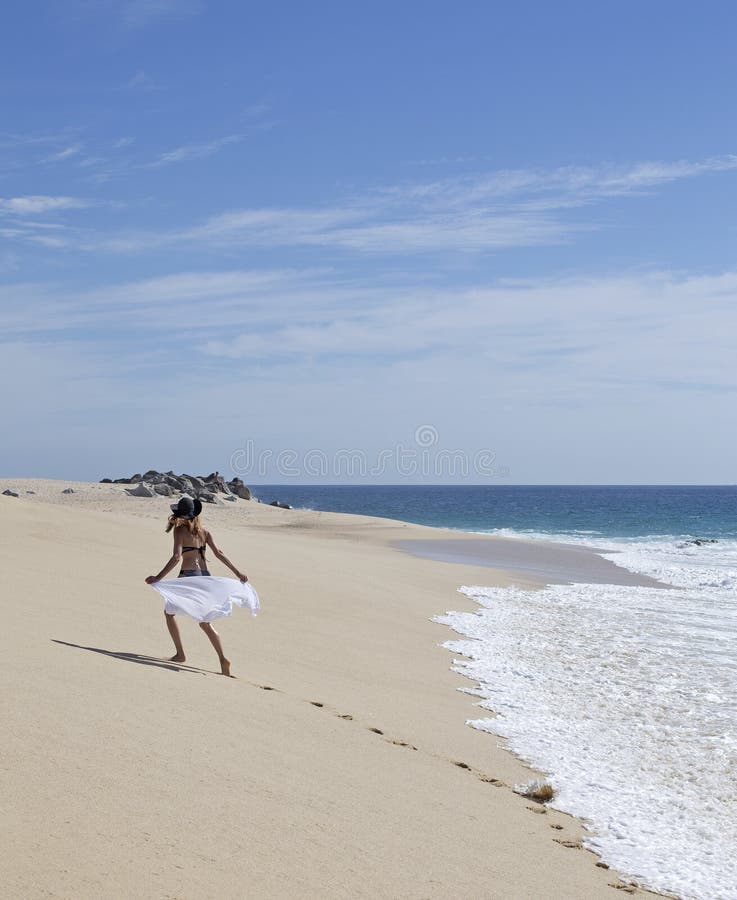 Dont get wet stock photo. Image of sand, sunny, bikini - 38545446