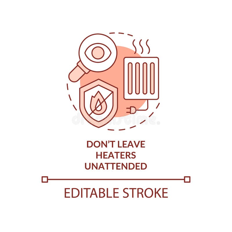 Dont Leave Heaters Unattended Terracotta Concept Icon Stock ... Dont Leave Heaters Unattended Terracotta Concept Icon Stock ...