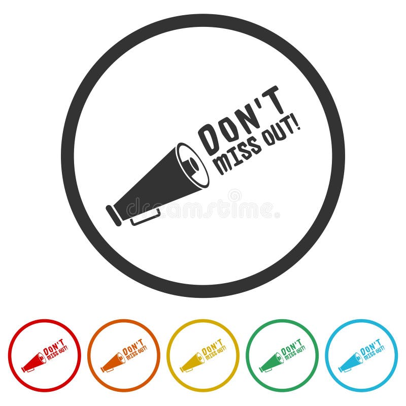 Dont Miss Out Ring Icon Color Set Stock Vector - Illustration of text ...