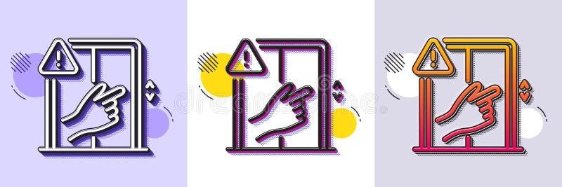 Dont Touch Lift Buttons Line Icon. Hand Warning Sign. Halftone Dotted Pattern. Vector Stock ...