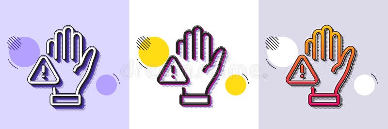 Dont Touch Line Icon. Hand Warning Sign. Halftone Dotted Pattern ...