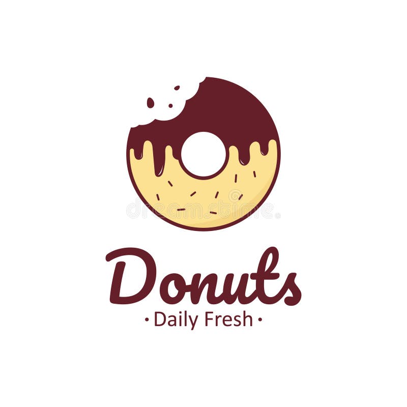 Donut or Bitten Donut Logo Template with Little Candy. Donut Shop or ...