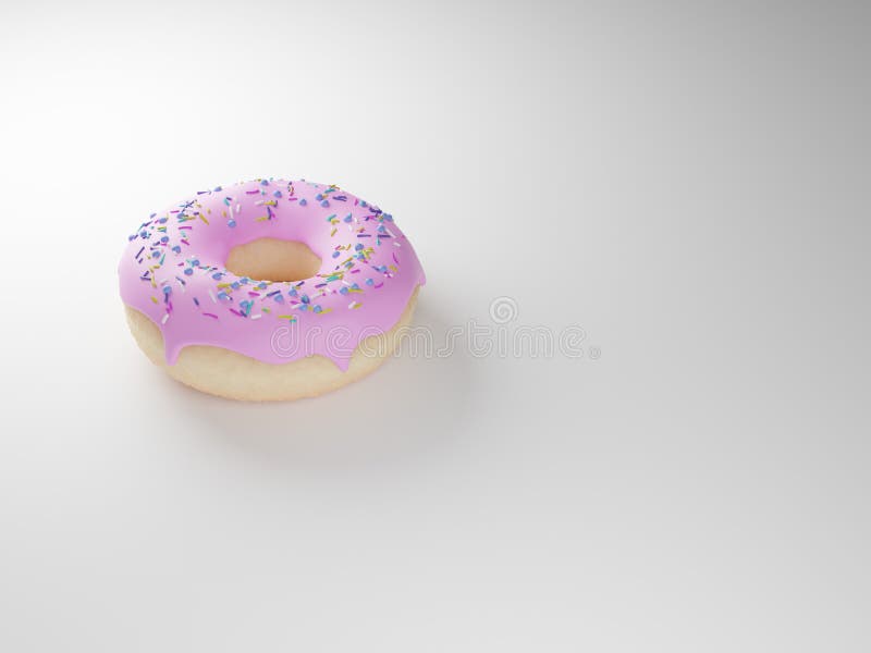 A Donut with Blue Icing on White Background 3d Render Stock ...