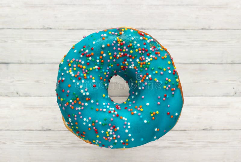 Donut Blue With Sprinkles Isolated On White Background, Close-up Stock ... Donut Blue With Sprinkles Isolated On White Background, Close-up Stock ...