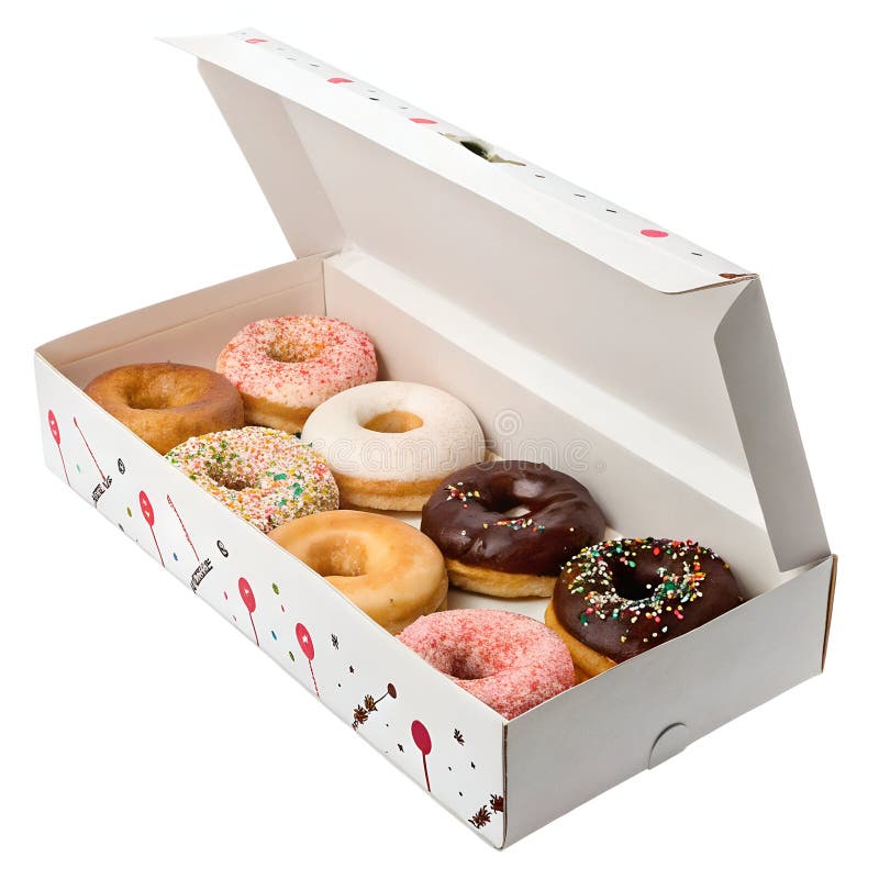 Donut Box Side View Full Length Stock Illustration - Illustration of ...