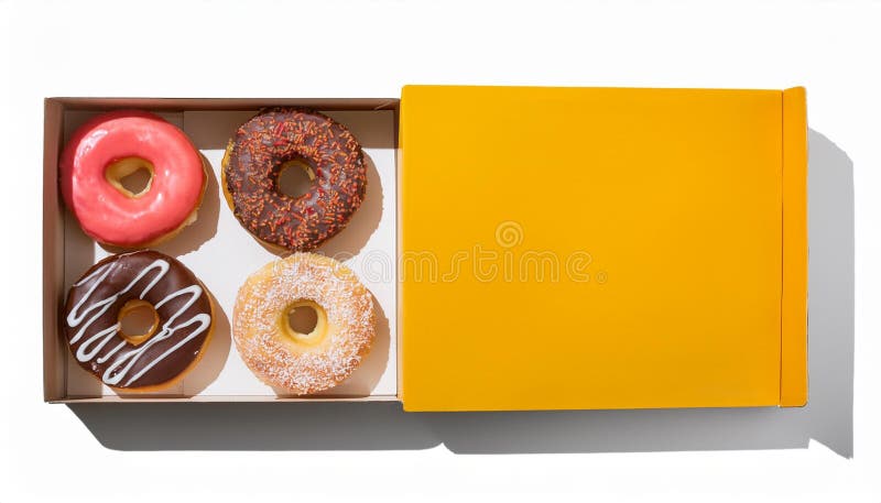 Donut Box Top View Full Length Isolate on White Background PNG Stock ...
