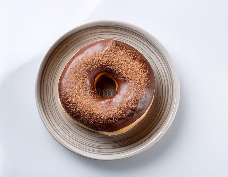 Donut on Ceramic Disk a White Stock Illustration - Illustration of ...