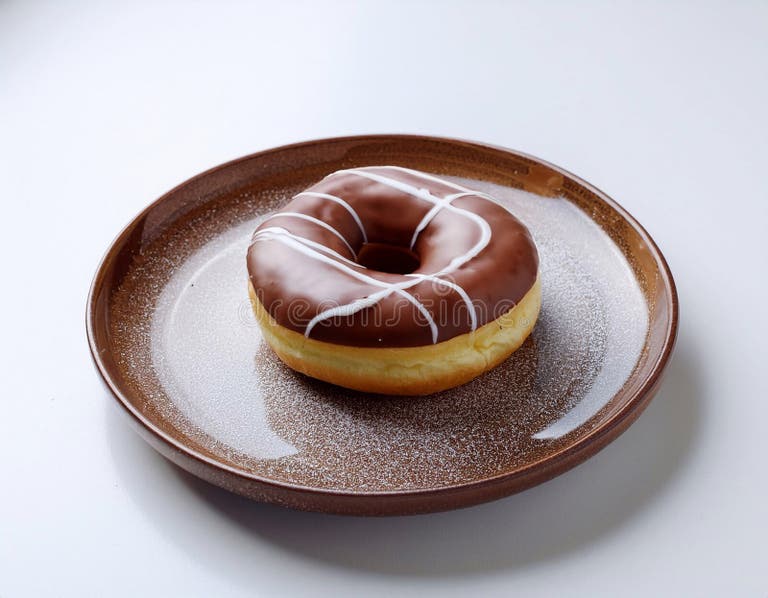 Donut on Ceramic Disk a White Stock Illustration - Illustration of ...