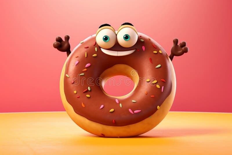 Donut Character with Arms and a Smiley Face. AI Stock Illustration ...
