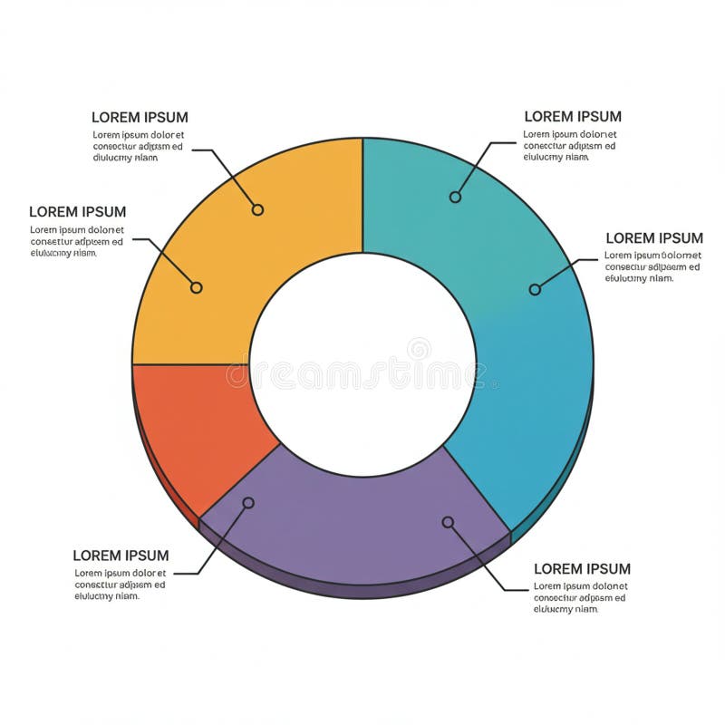 Donut Chart Divided into Four Segments with Distinct Colors: Orange ...