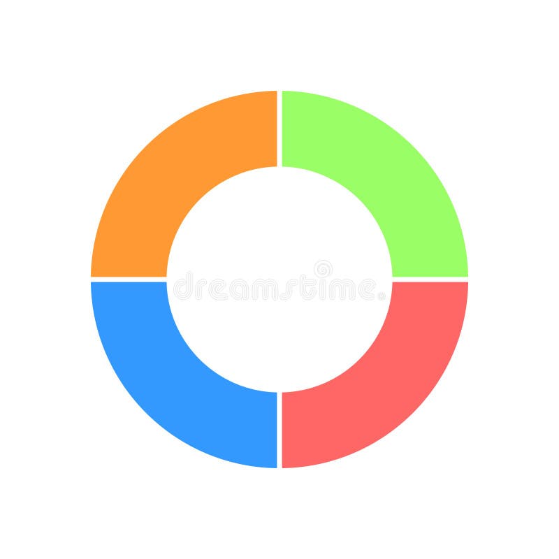 Donut Chart Divided in 4 Sections. Colorful Round Diagram. Infographic ... Donut Chart Divided in 4 Sections. Colorful Round Diagram. Infographic ...