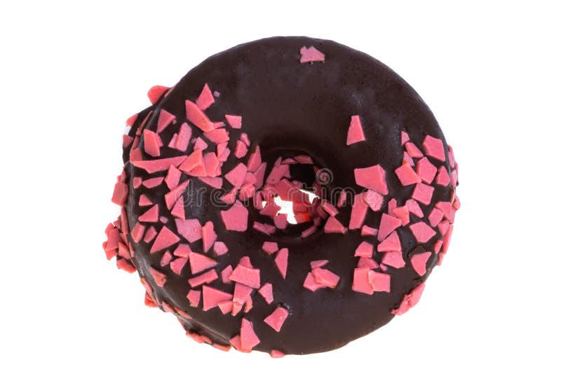 Donut with Cherry Filling Isolated Stock Photo - Image of food, icing ...