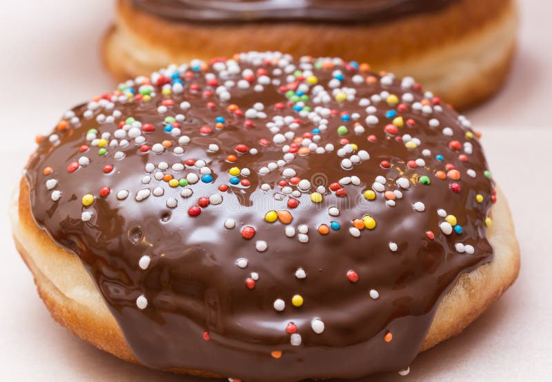 Donut with Chocolate and Colored Candies Stock Image - Image of kislev ...