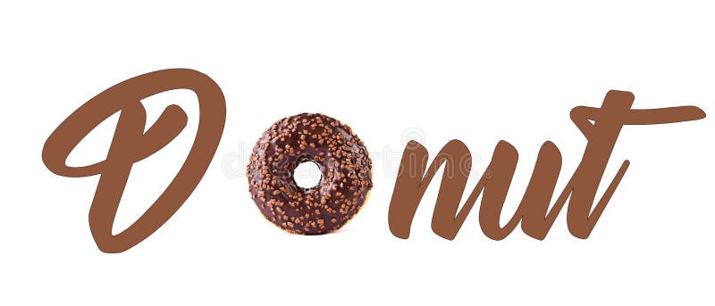 Donut with Chocolate Design -Calligraphy- Stock Photo - Image of glacé ...