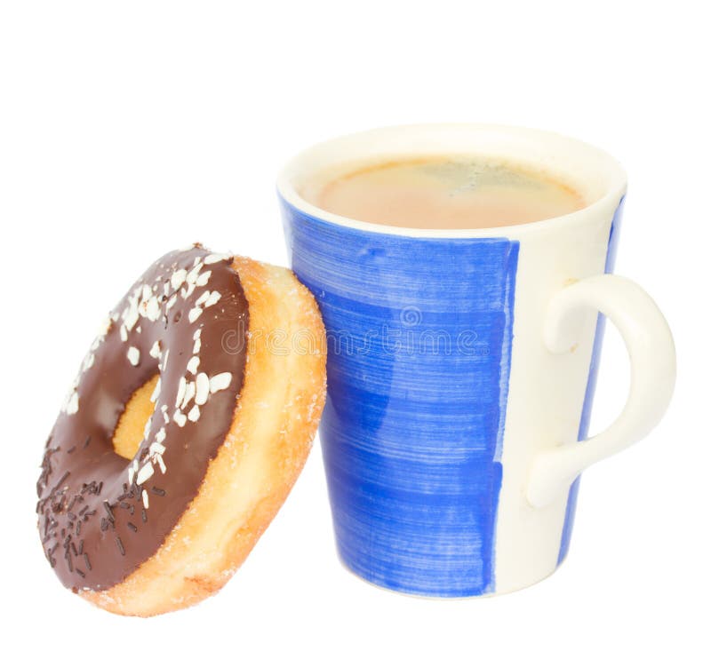 Donut with coffee mug stock image. Image of brown, chocolate - 32641177