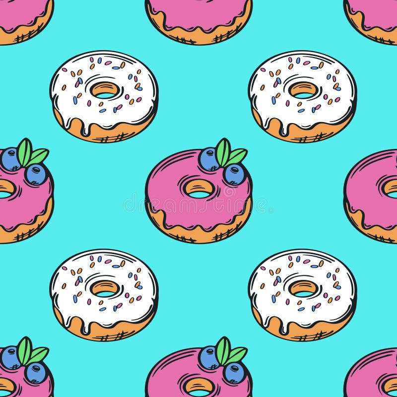 Donut Colorful Seamless Pattern Vector Illustration Stock Vector ...