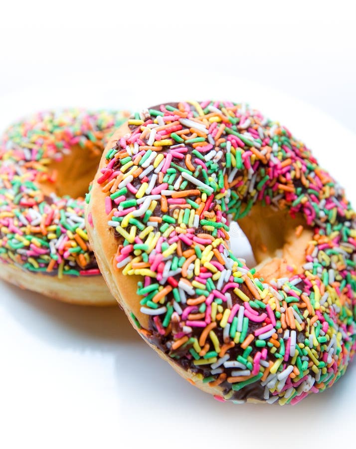 Donut Covered I Chocolate Icing and Colourful Spri Stock Image - Image ...