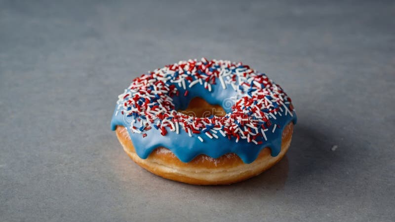Donut Decorated with Red White and Blue Star Sprinkles. Stock Image ...