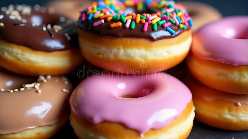 Donut Delight: Assorted Glazed Doughnuts with Colorful Sprinkles ...