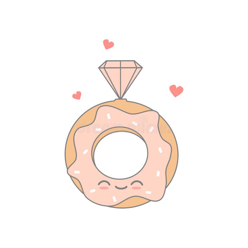 Donut Diamond Engagement Ring Funny Concept Vector Illustration Stock ...