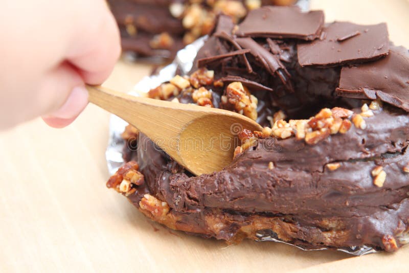 Donut stock image. Image of eating, donut, snack, spoon - 97525829