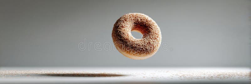 Donut Floating Above a Clean White Surface, Casting Soft Shadows in a ...