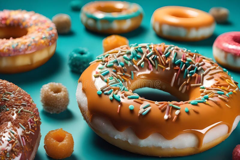 A Donut on a Gradient Background Transitioning from Warm Orange To Cool ...