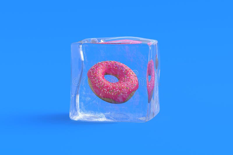 Donut in ice cube stock illustration. Illustration of frosted - 262538209