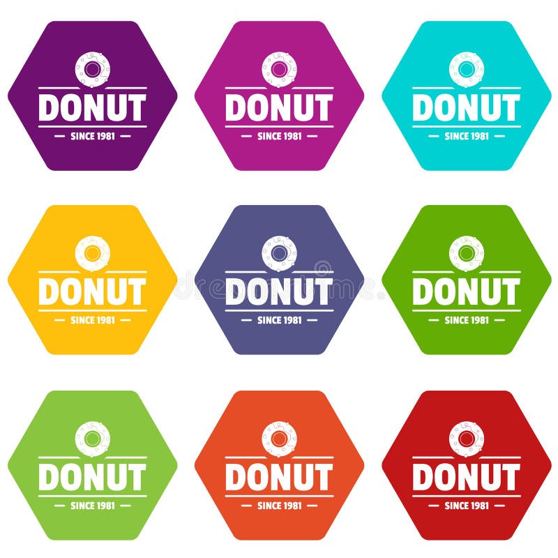 Donut icons set 9 vector stock vector. Illustration of pink - 127034969