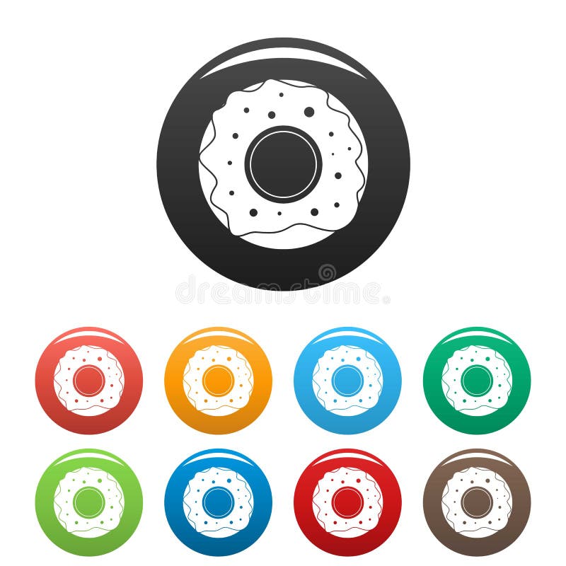 Donut Icons Set Color Vector Stock Vector - Illustration of cafeteria ...