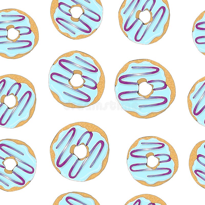 Blue Donut Illustration Vector Seamless Pattern Stock Vector ...