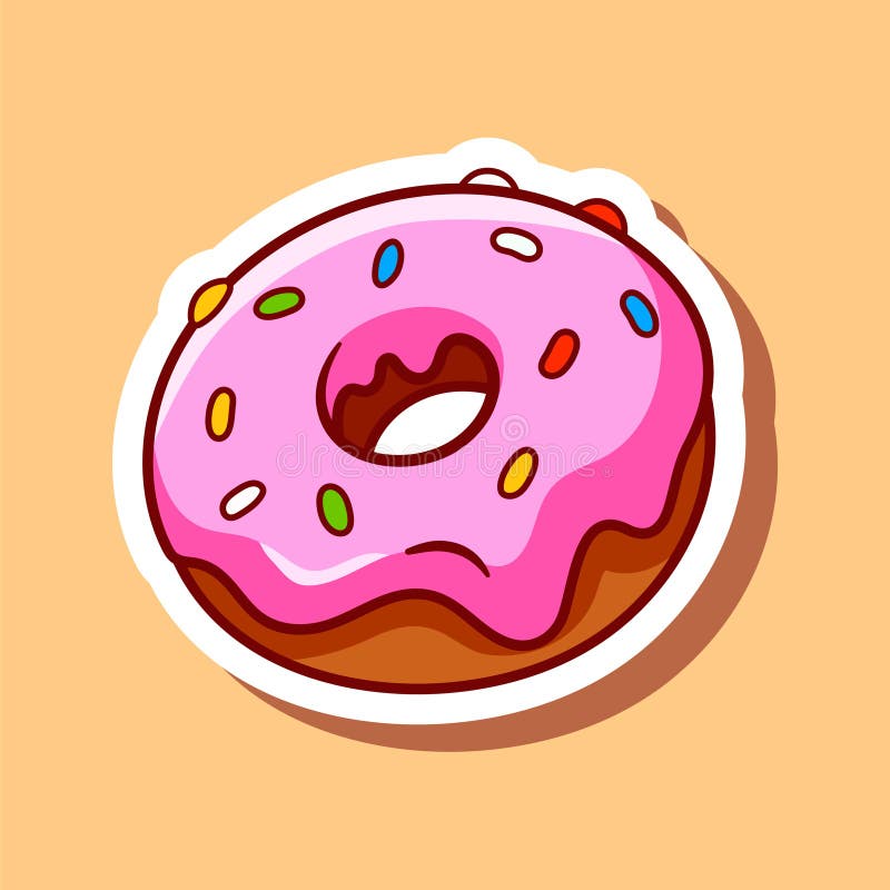 Donut Illustration Vector. Cartoon Donut Sticker Stock Vector ...