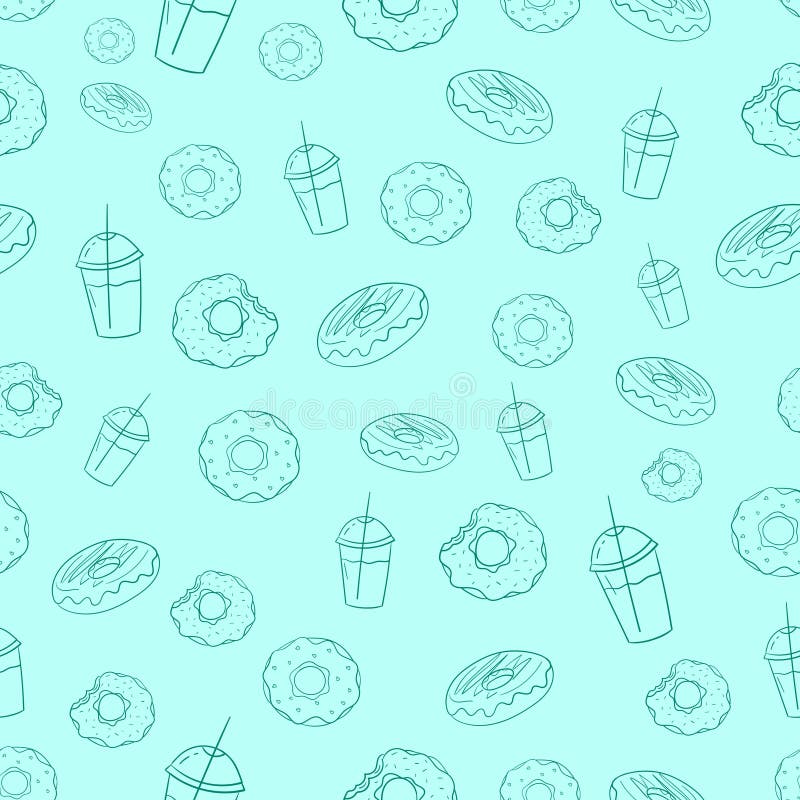 Milkshake and Donut Seamless Pattern Vector Stock Vector - Illustration ...