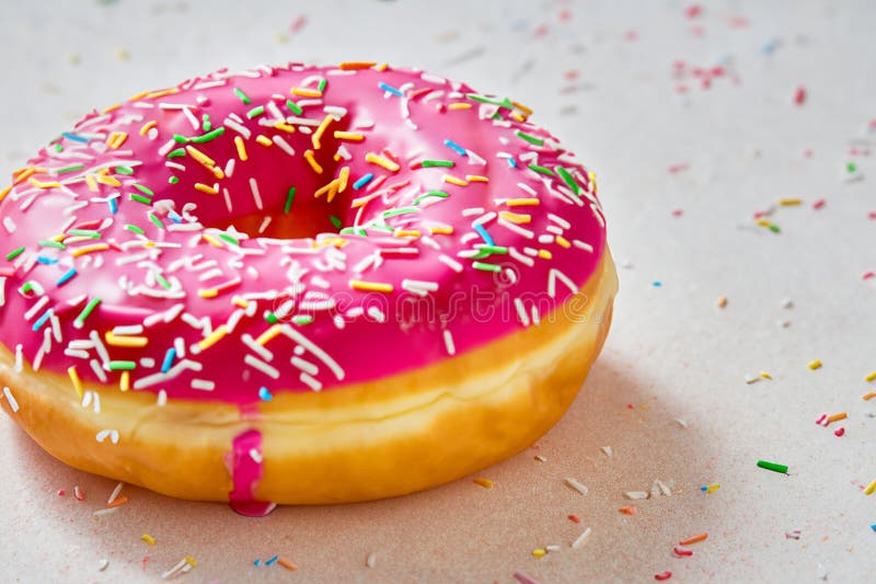 Donut. One Glazed Donut with Sprinkles. Stack of Different Donuts ...