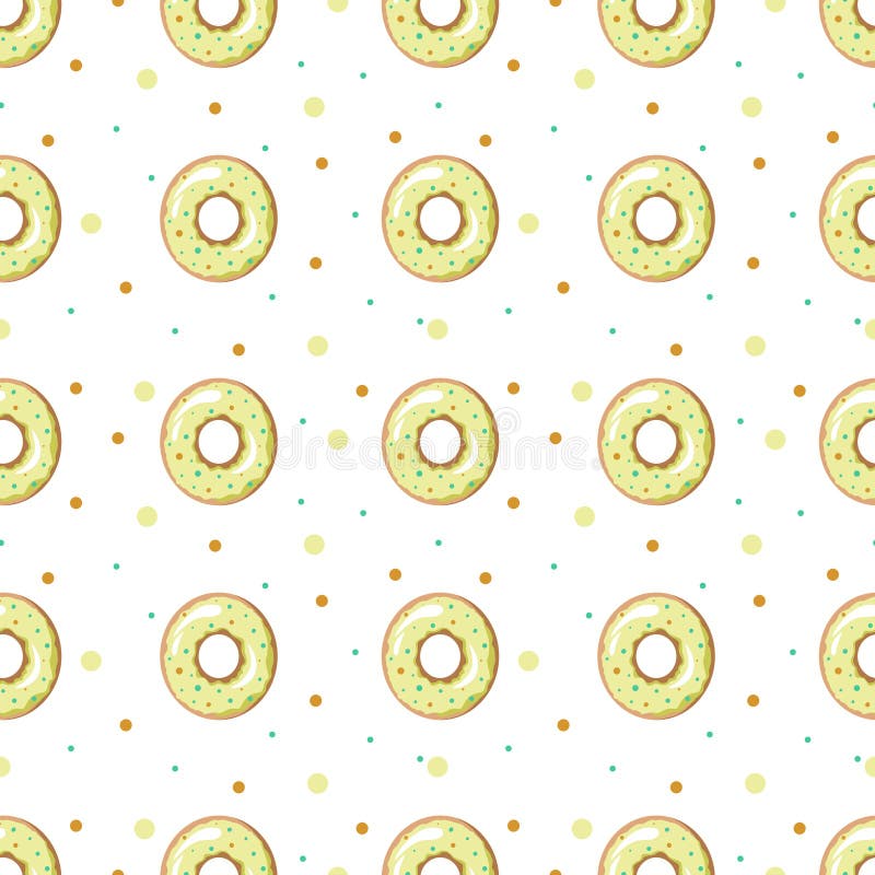 Donut Pattern on White Background Stock Vector - Illustration of diet ...