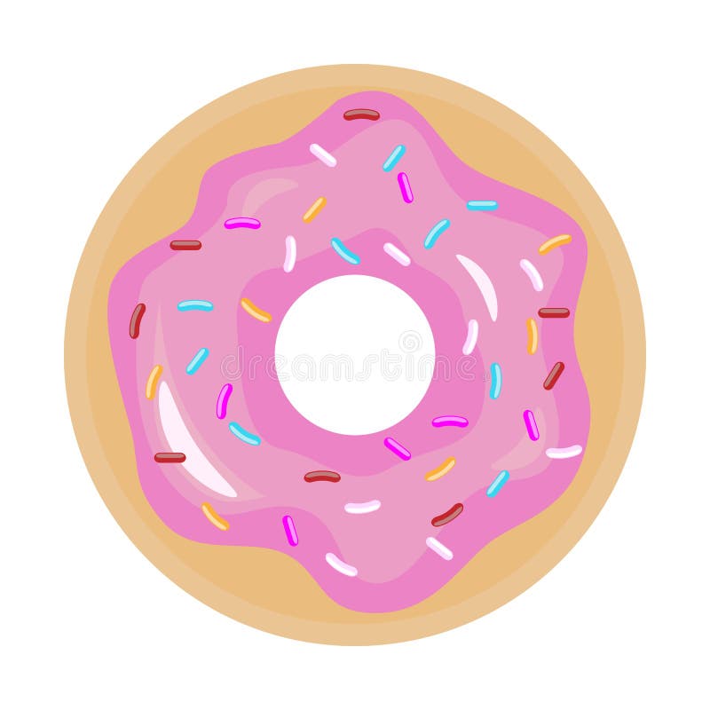 Donut with Pink Glaze. Donut Icon. Flat Color Vector Illustration ... Donut with Pink Glaze. Donut Icon. Flat Color Vector Illustration ...