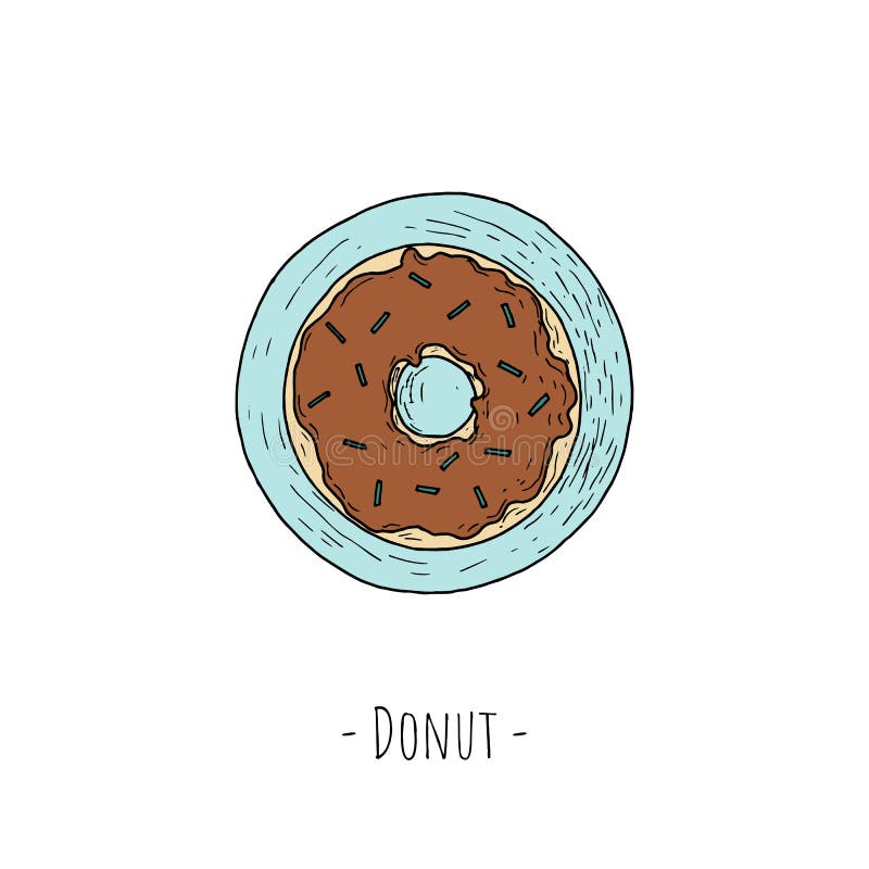 Donut, Top View, Hand Drawn Doodle, Sketch in Pop Art Style Stock ...