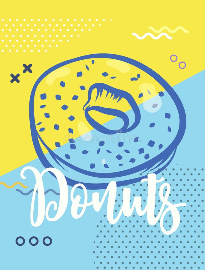 Donut Poster with Cool Design. Vector Stock Illustration. Stock Vector ...
